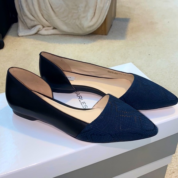 Cole Haan | Shoes | Nib Cole Haan Navy Blue Black Leather Pointed Toe ...